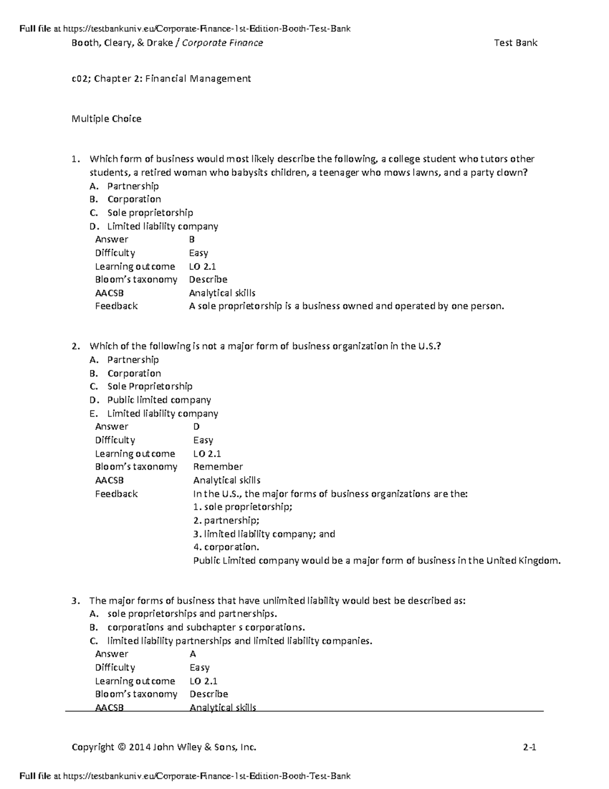 C02 Chapter 2 Financial Management Multi - Warning: TT: undefined ...