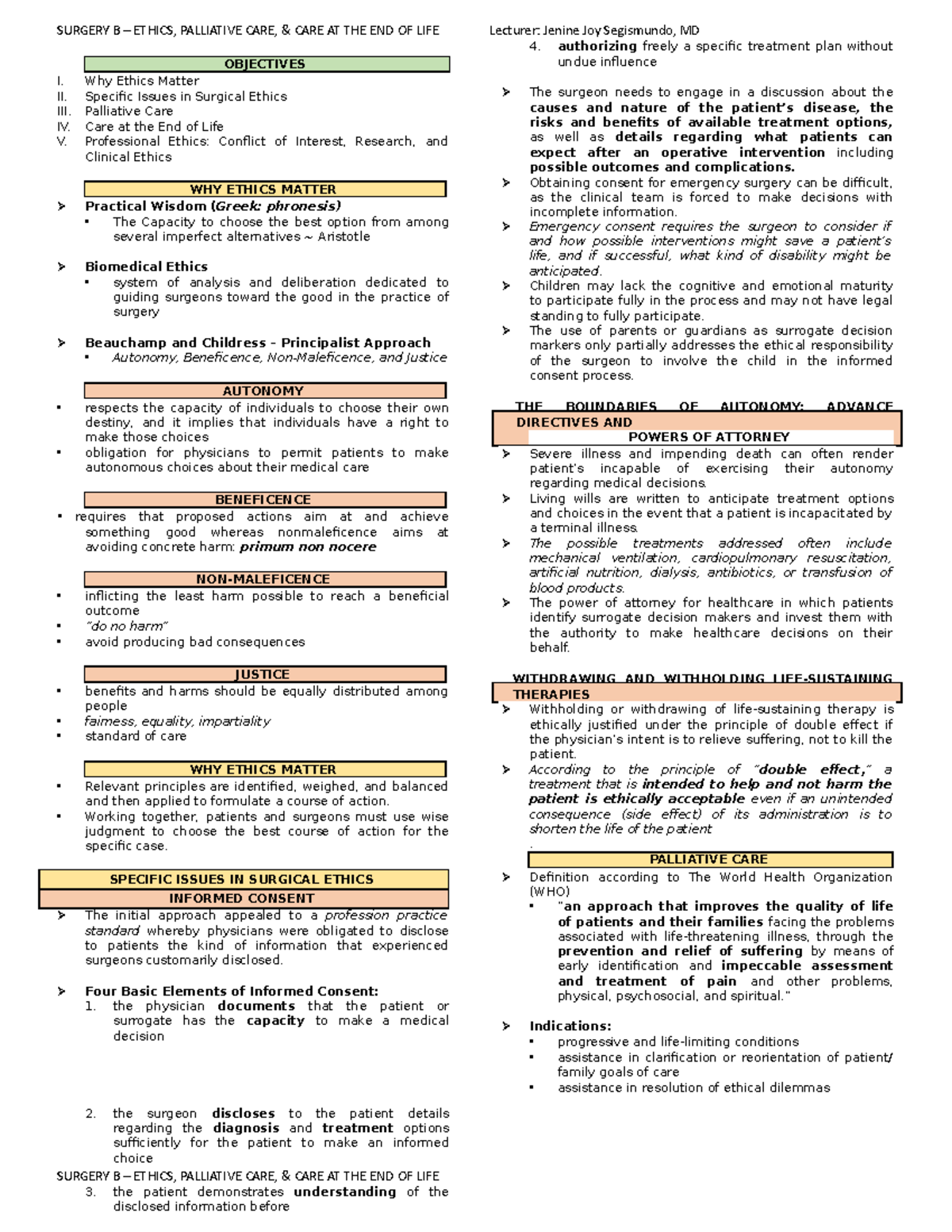 [Surg B] Ethics in Surgery-Dr. Segismundo (Kimi Ledda) - SURGERY B ...