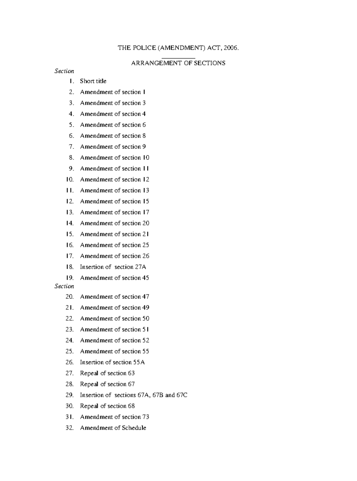 The Police (Amendment) Act, 2006 - THE POLICE (AMENDMENT) ACT, 2006 ...