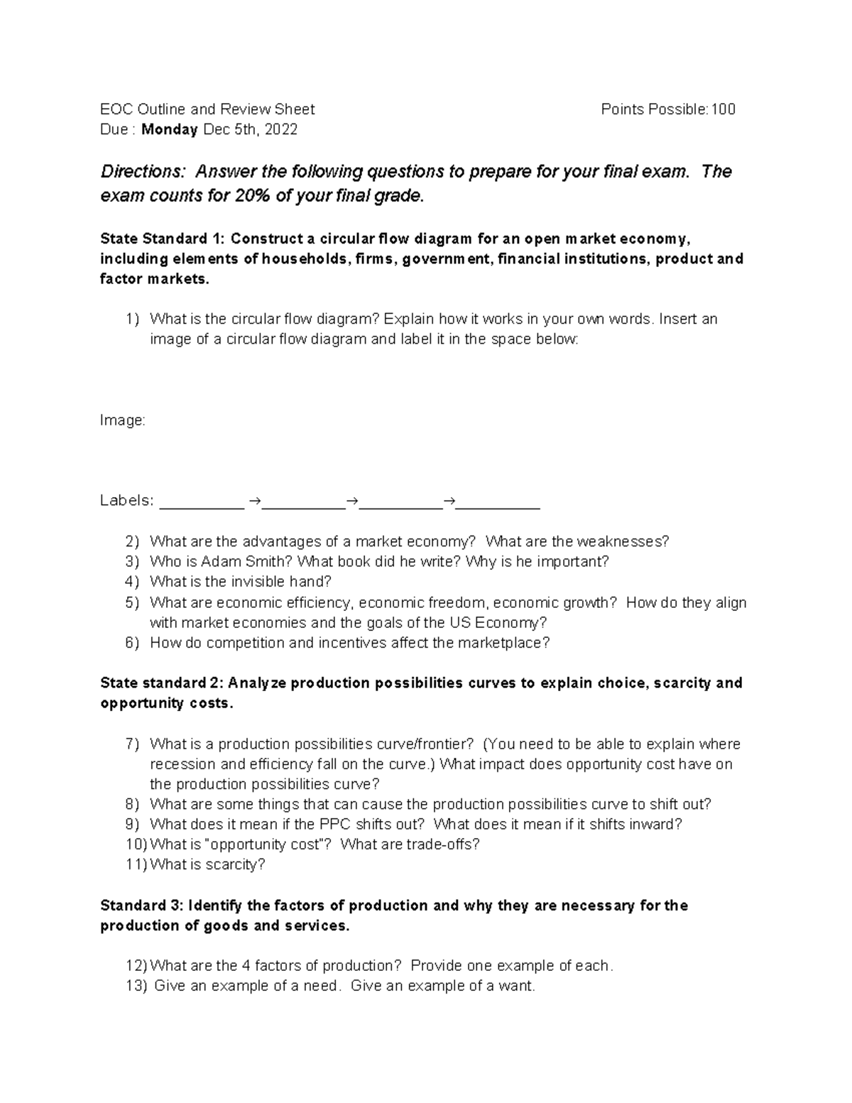 Econ EOC Review - economics - EOC Outline and Review Sheet Points ...