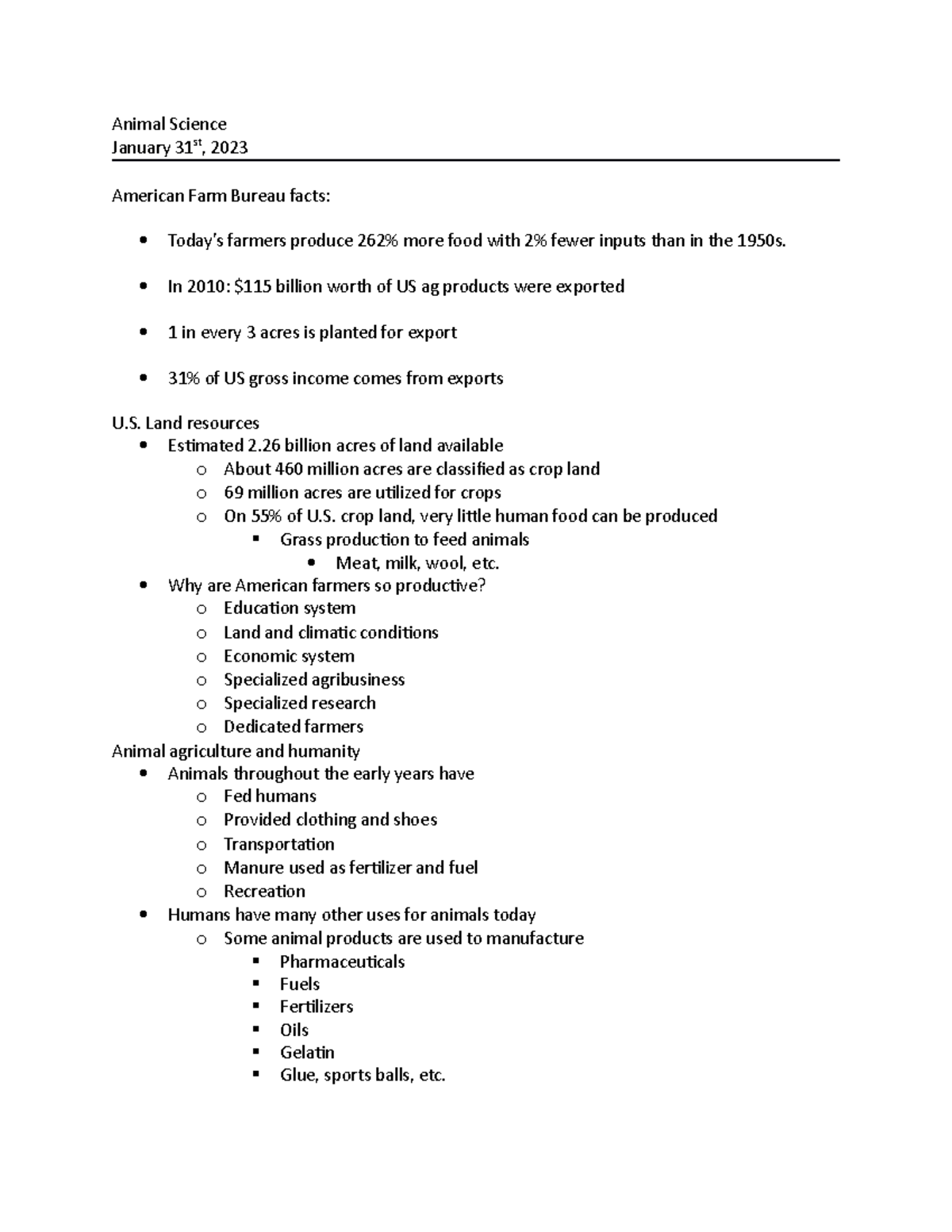 Animal Science 1-31-23 - Animal Science January 31st, 2023 American ...