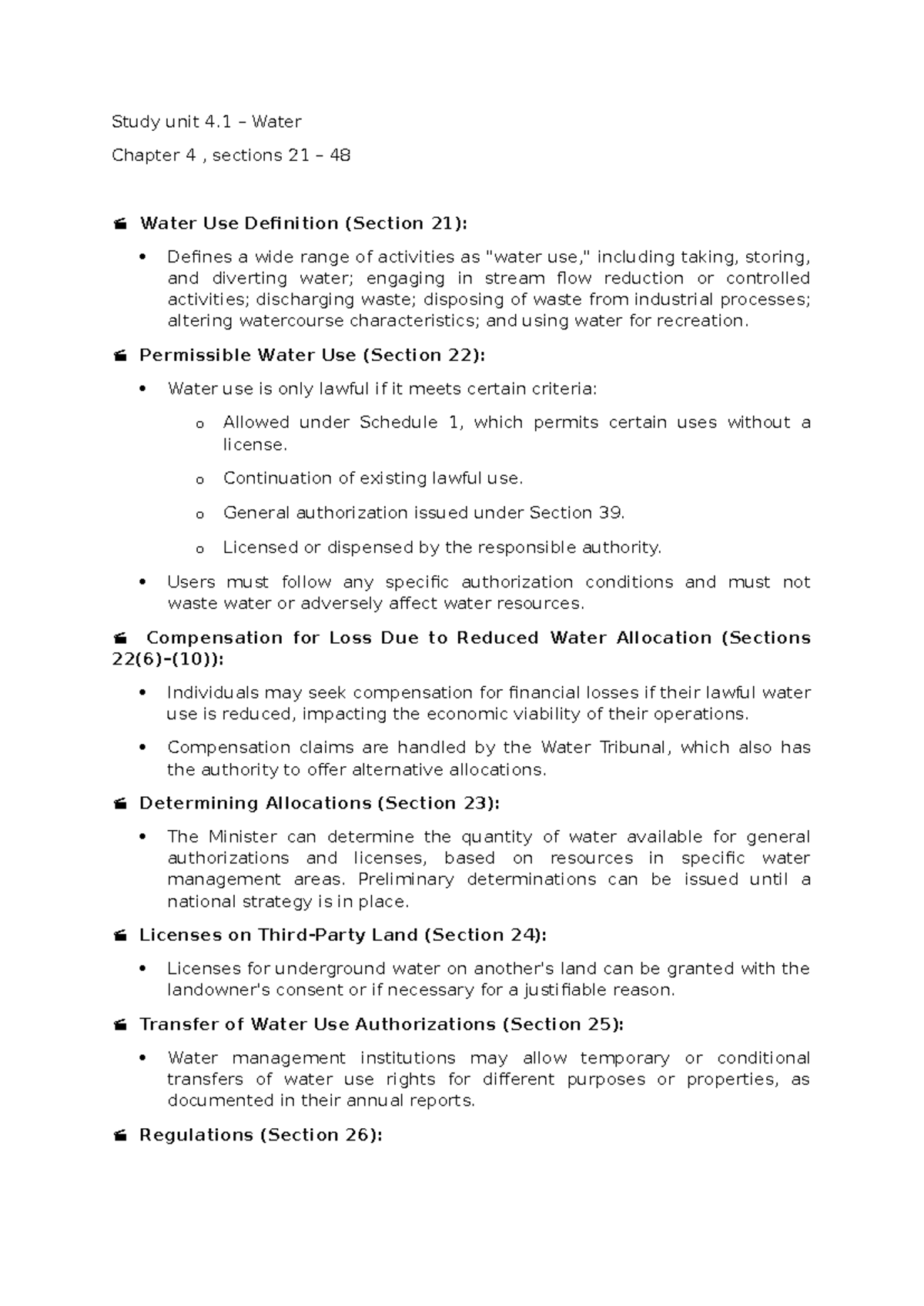 Study unit 4.1 ss 21 to 48 - Study unit 4 – Water Chapter 4 , sections ...