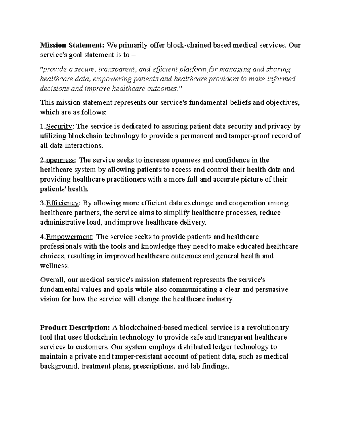 OM FPT1 - N/A - Mission Statement: We primarily offer block-chained ...