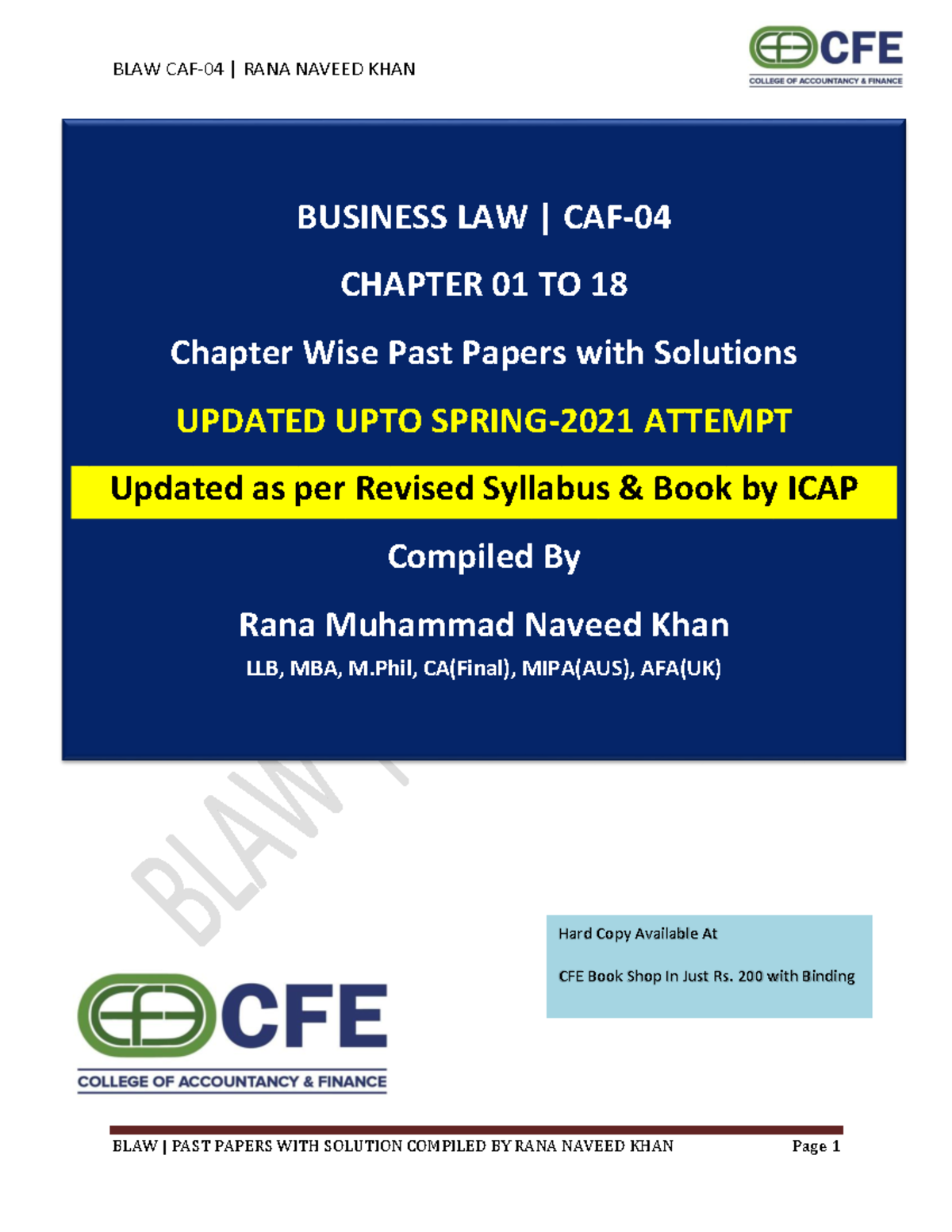 Blaw Past Papers By RNK - study material - BUSINESS LAW | CAF- CHAPTER 01 TO 18 Chapter Wise ...