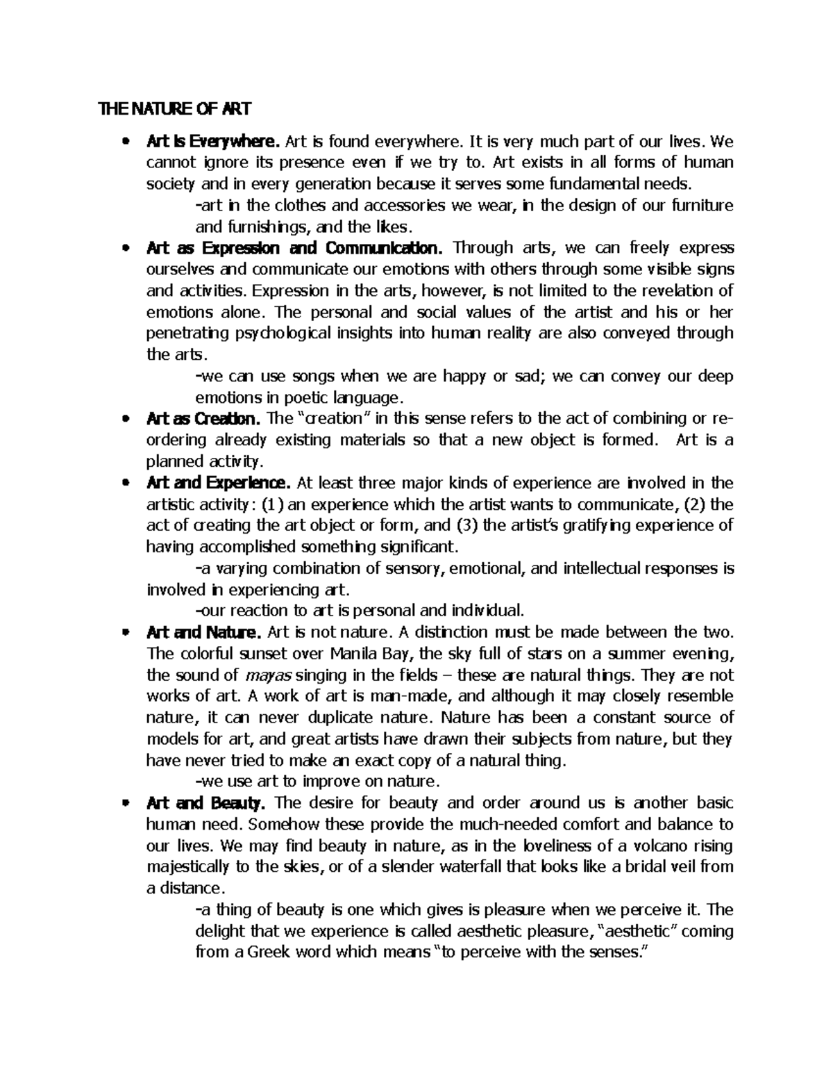 Introduction TO THE ARTS - THE NATURE OF ART Art is Everywhere. Art is ...