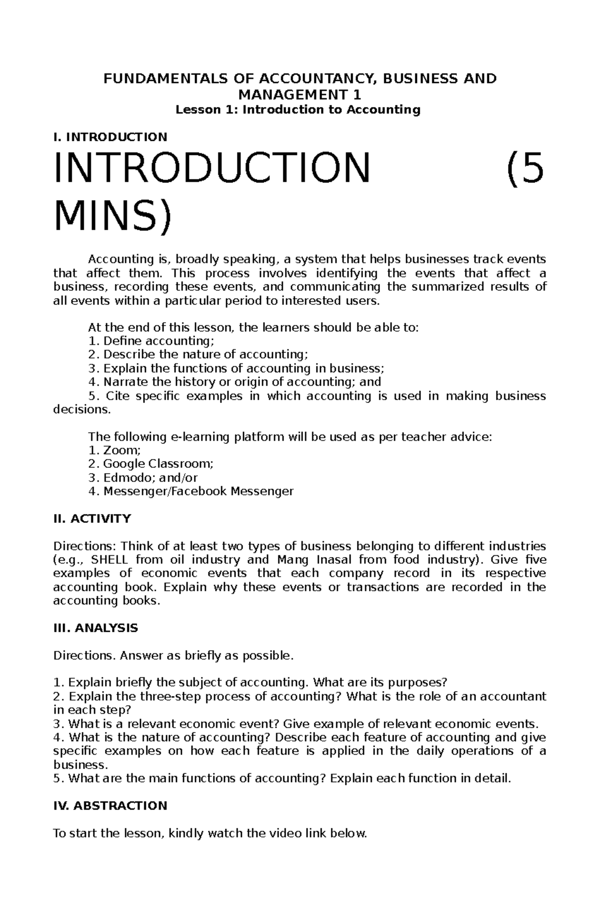 Fundamentals of Abm lectures and questions and answers - FUNDAMENTALS ...