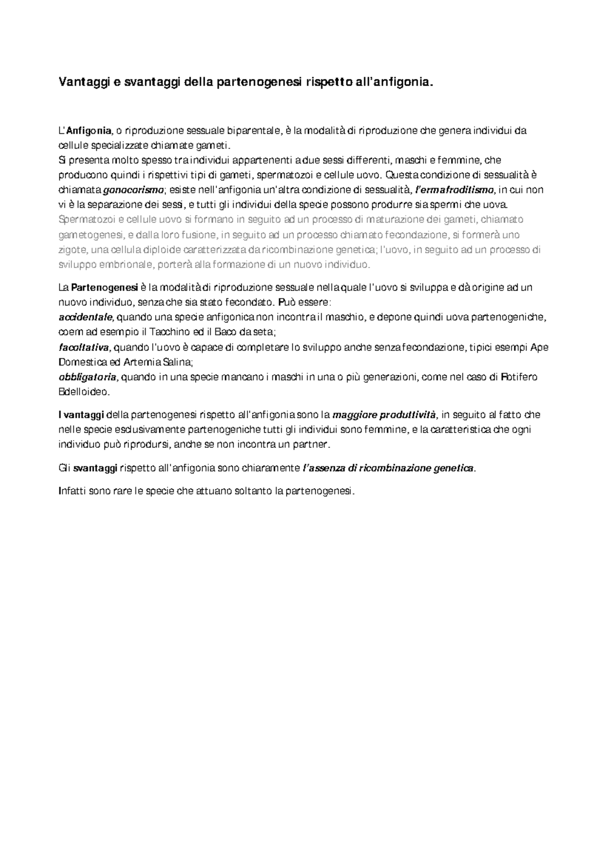 22 - Zoologia Generale SAN - Partenogenesi e Anfigonia - Vantaggi e ...