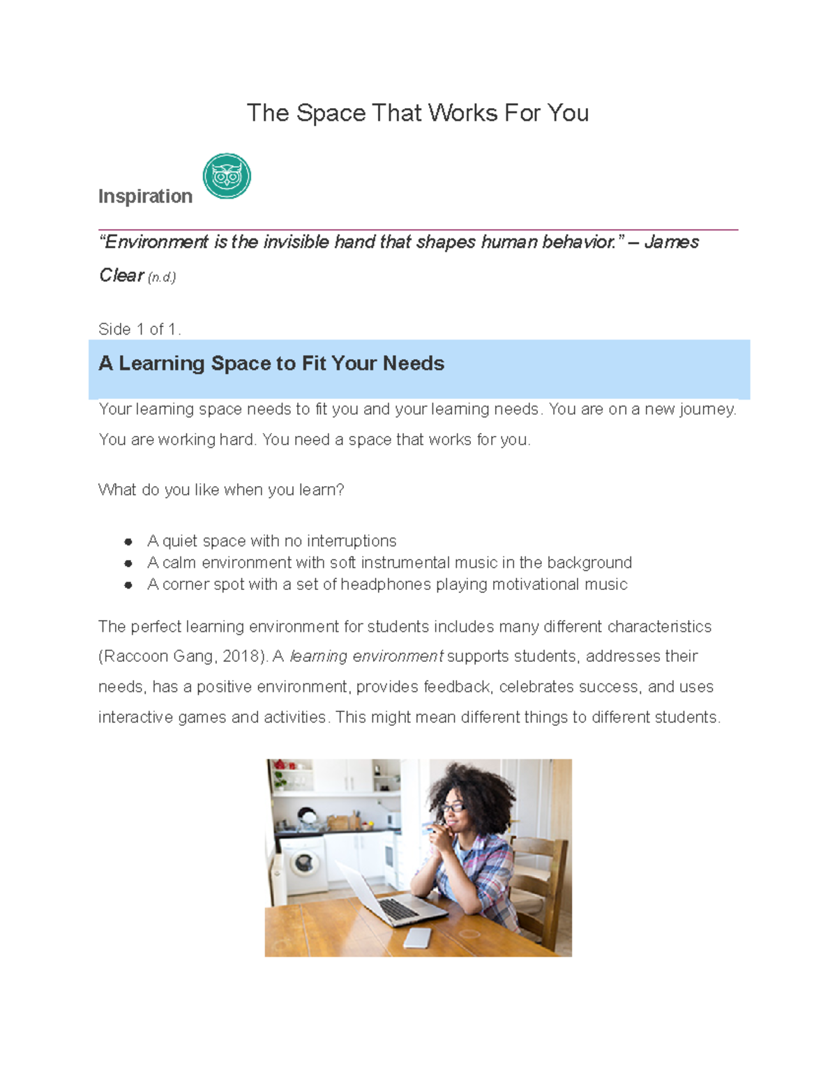 Creating an Effective Learning Space - Studocu