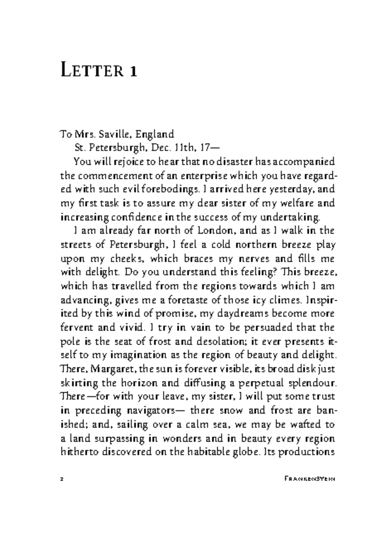 Frankenstein - letter - sdsadsa - F Letter 1 To Mrs. Saville, England St. Petersburgh, - Studocu