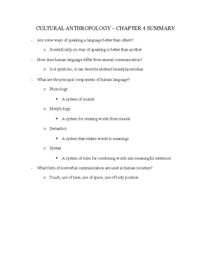 Cultural Anthropology - CH 2 SUMMARY - INTRO TO ANTHROPOLOGY – CHAPTER ...
