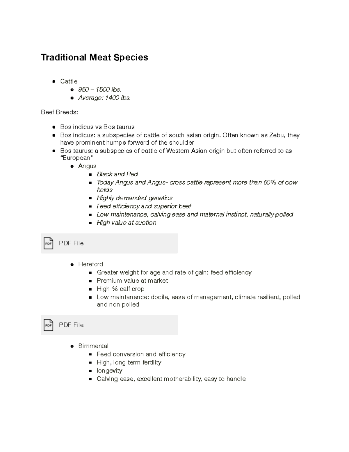 Traditional Meat Species - Traditional Meat Species Cattle 950 – 1500 ...