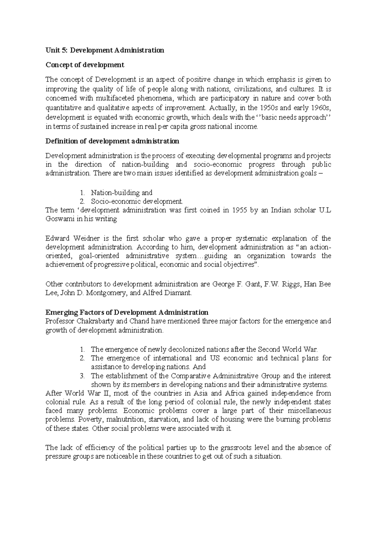 Additional notes on introduction to community development - Unit 5 ...