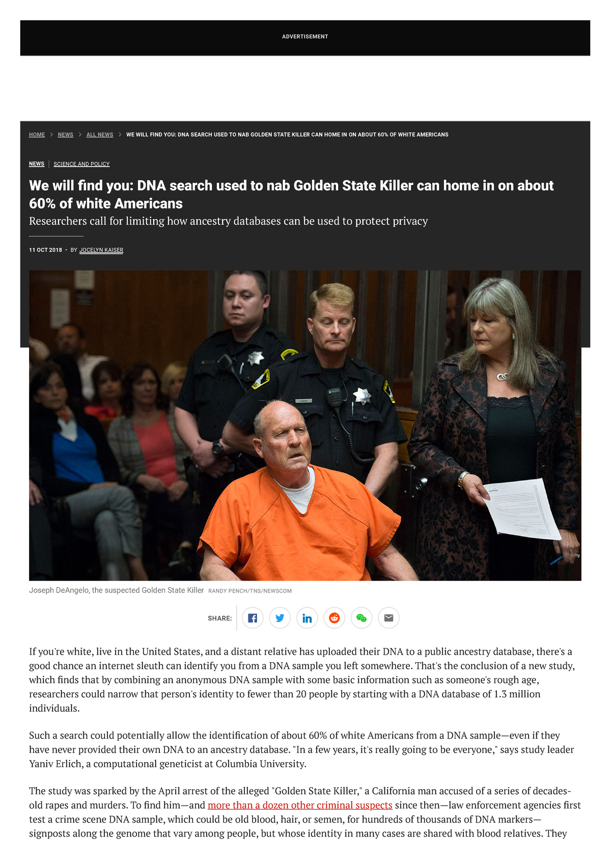 We will find you DNA search used to nab Golden State Killer - That's ...