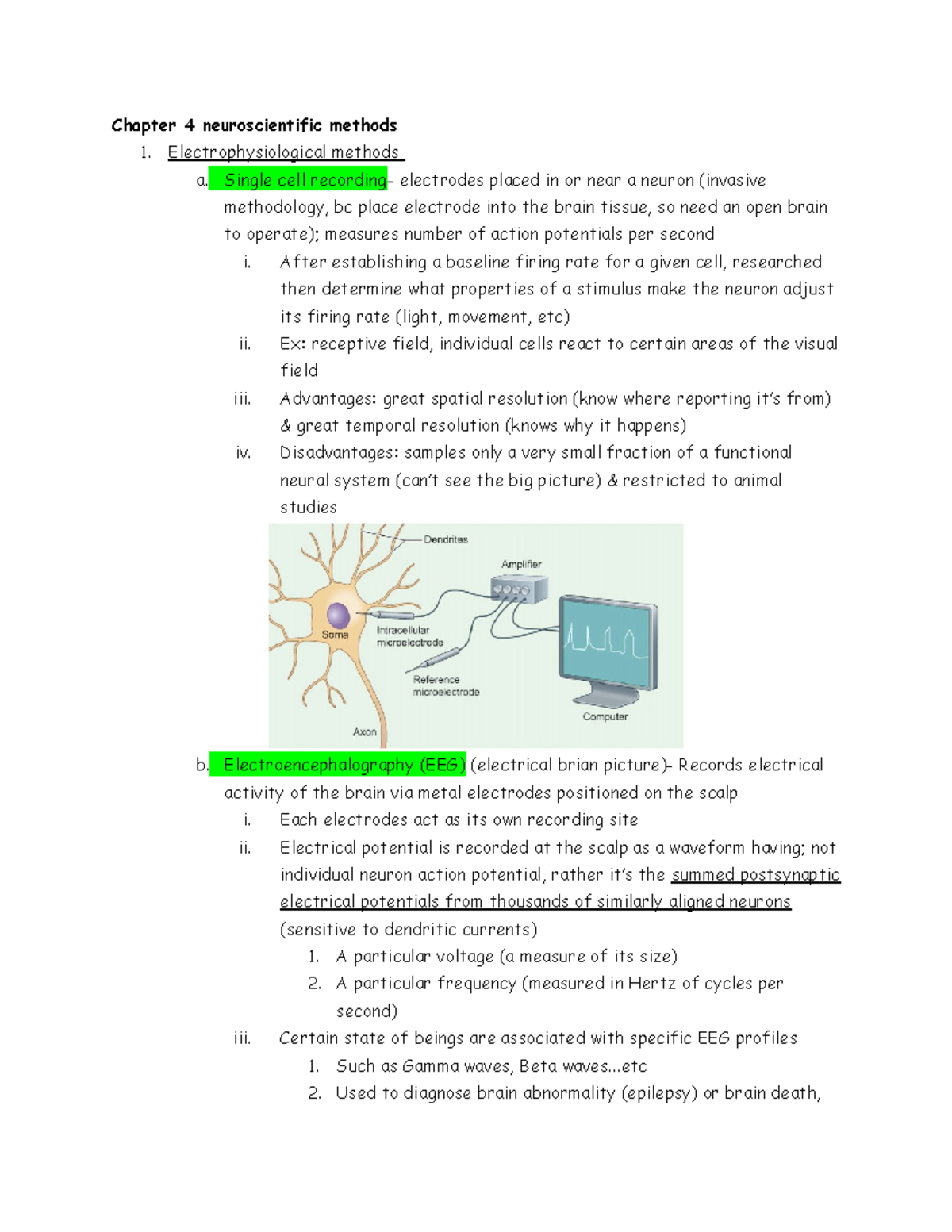 Chapter 4 (Neuroscientific methods) - Chapter 4 neuroscientific methods ...