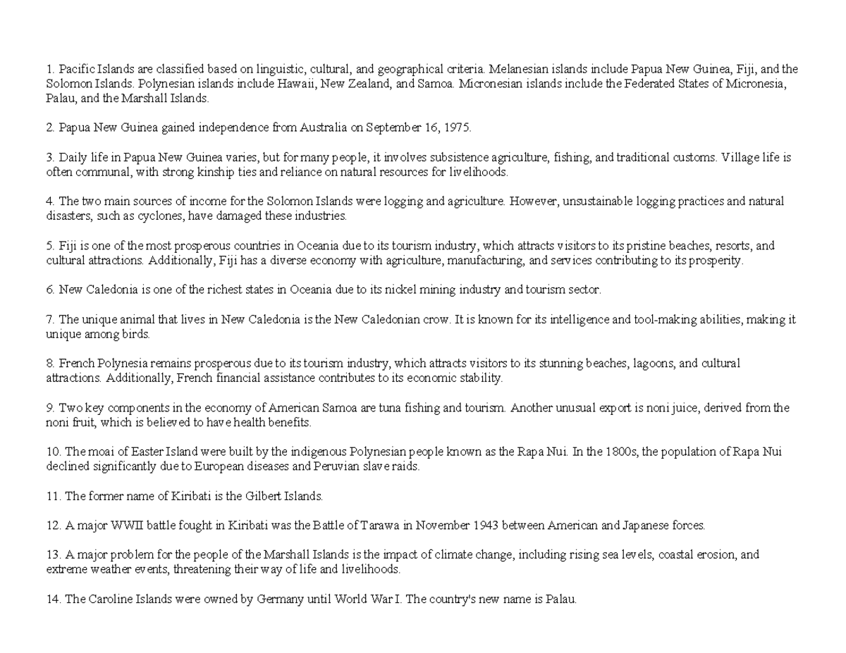 Pacific islands map Questions - Pacific Islands are classified based on ...