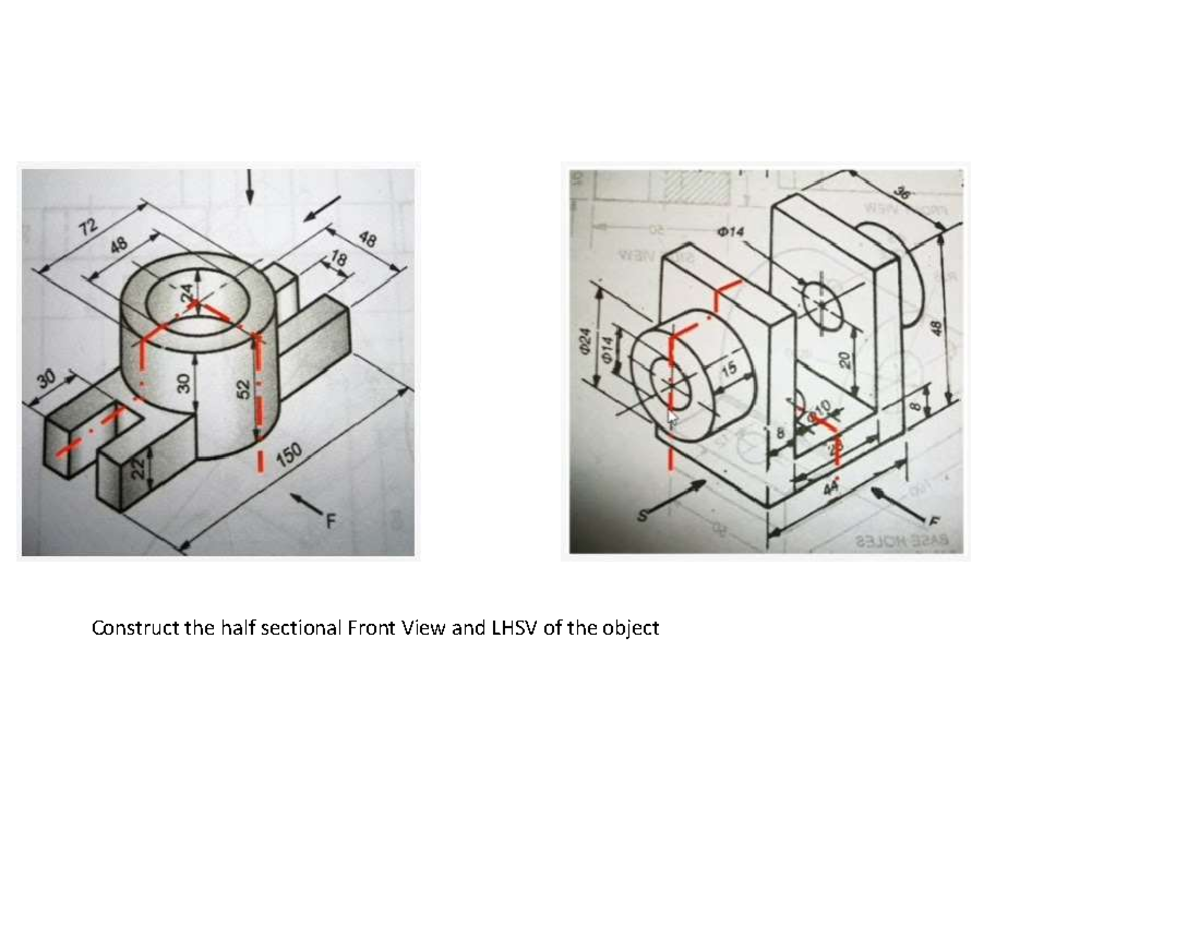 Sectional view Practice problems - Engineering graphics and digital ...