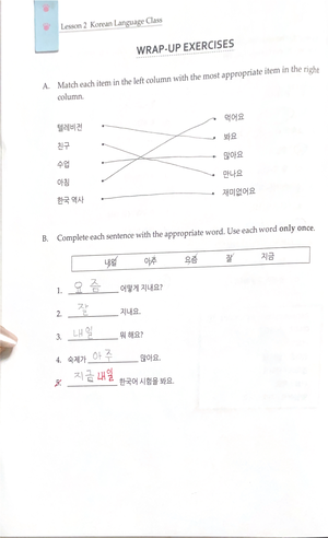 HO3 - Korean homework with corrections - lang 1170 - Studocu