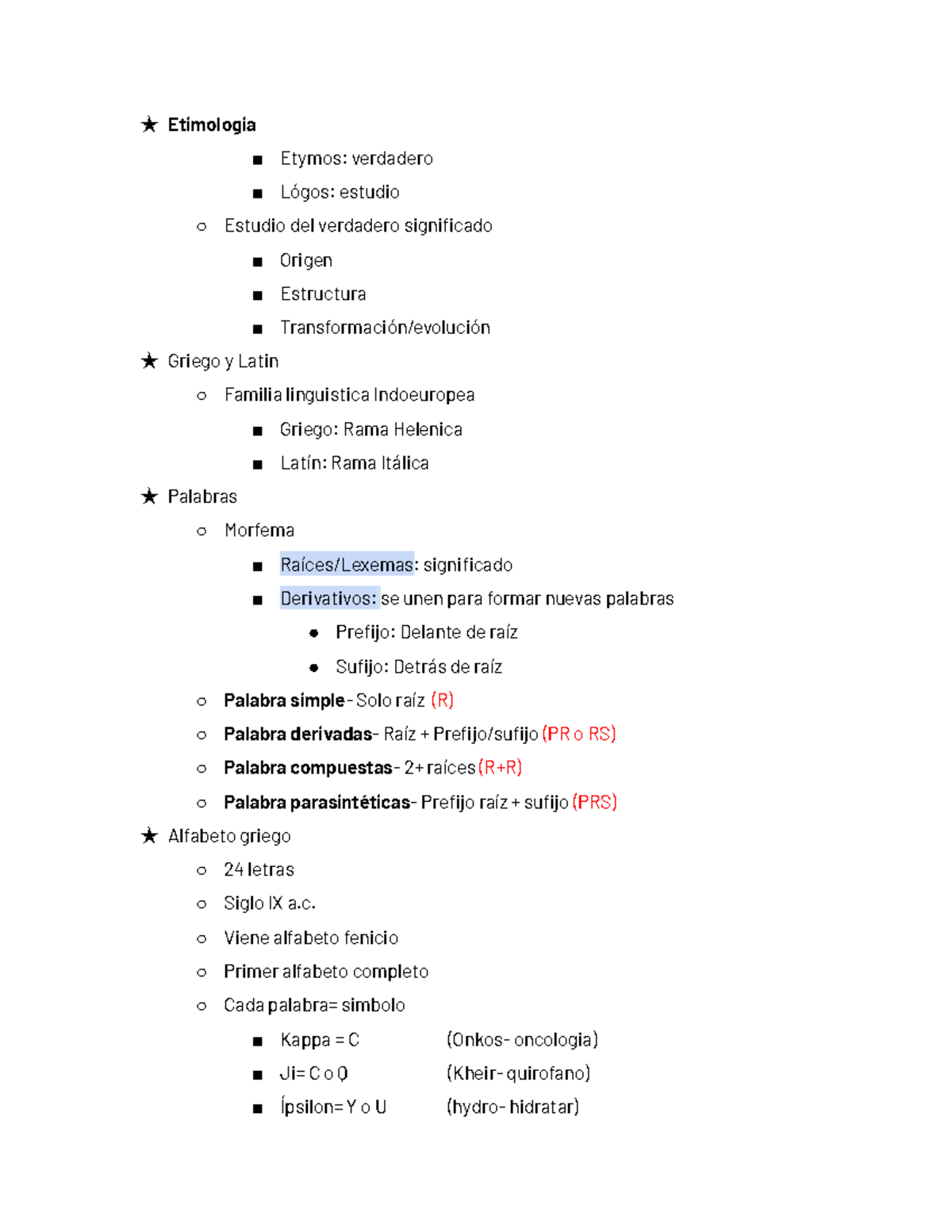 Apuntes etim. - ★ Etimologia Etymos: verdadero Lógos: estudio Estudio ...