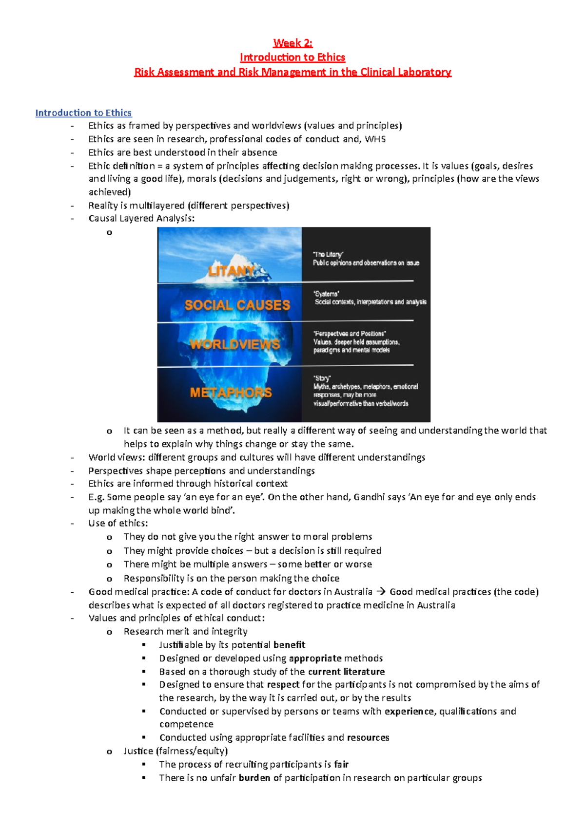 MAP Notes 2019 - Week 2: Introduction to Ethics Risk Assessment and ...