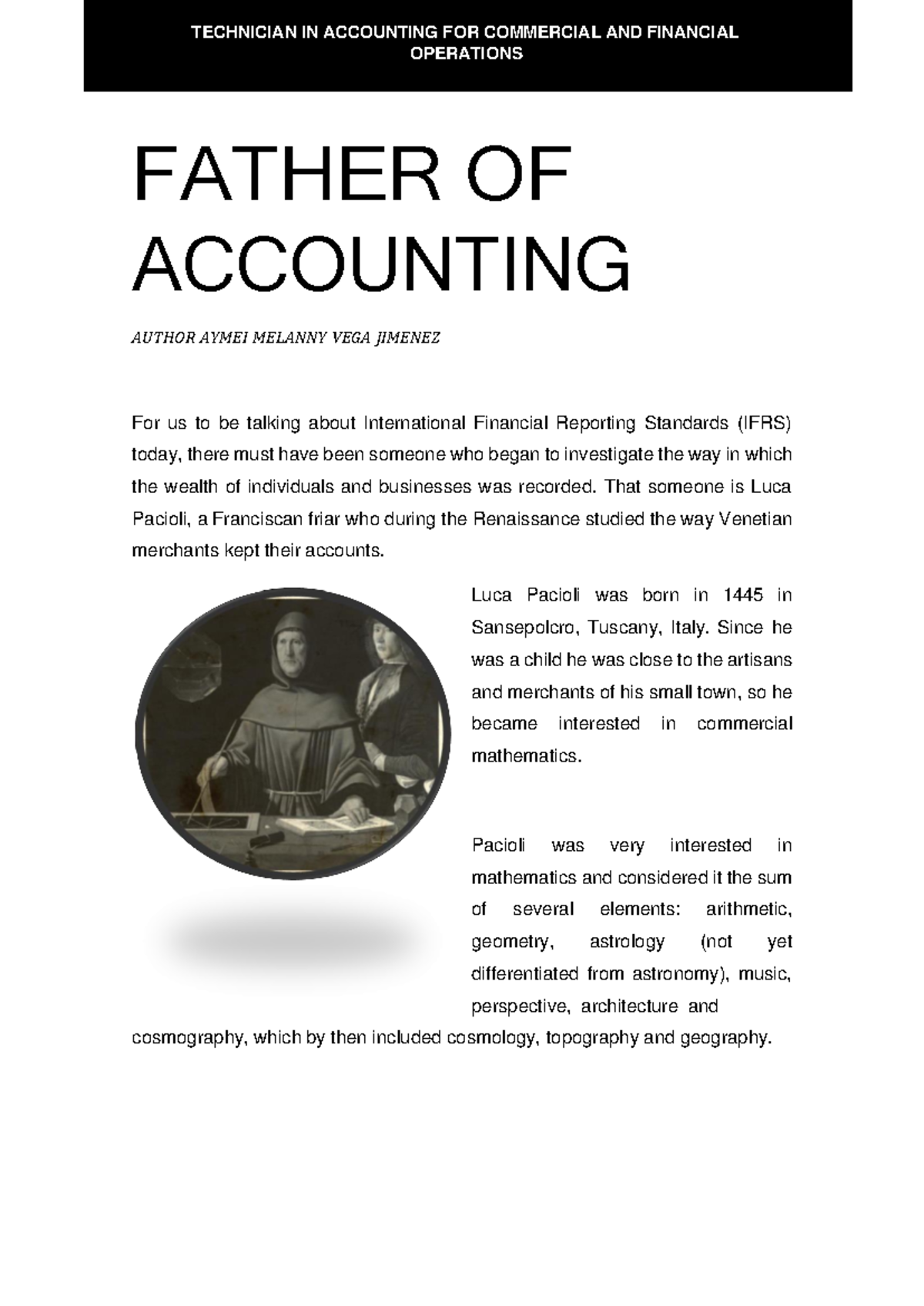 Padre DE LA Contabilidad en-US - FATHER OF ACCOUNTING AUTHOR AYMEI ...