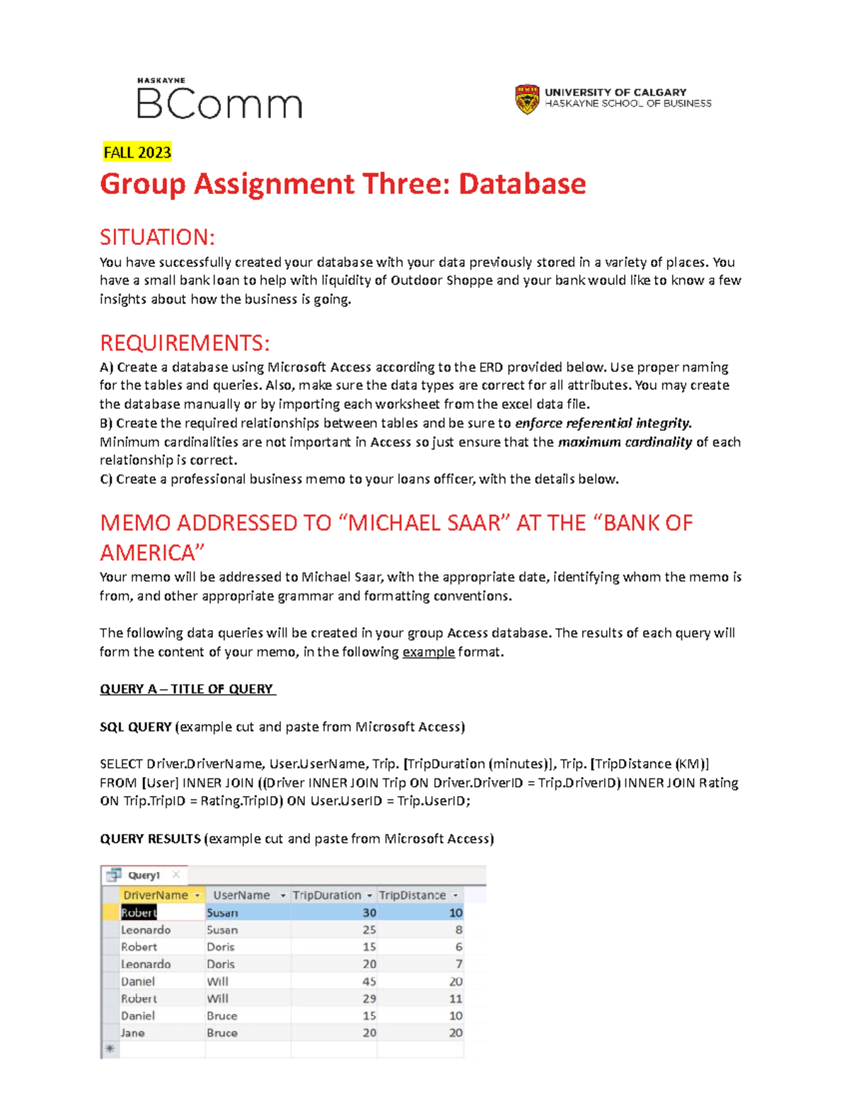 BTMA317 F23 Group Assignment 3 Outdoor Shoppe - FALL 2023 Group Assignment Three: Database - Studocu