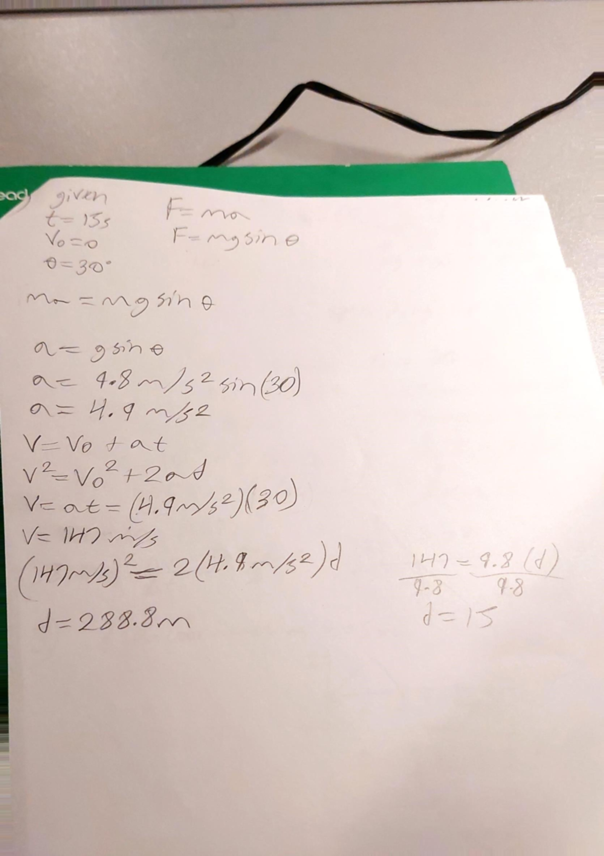 Physics 1, equation of motion, potential energy, conservation of energy. S4 - V Vo丆 V 2 。 2 六一 2 ...