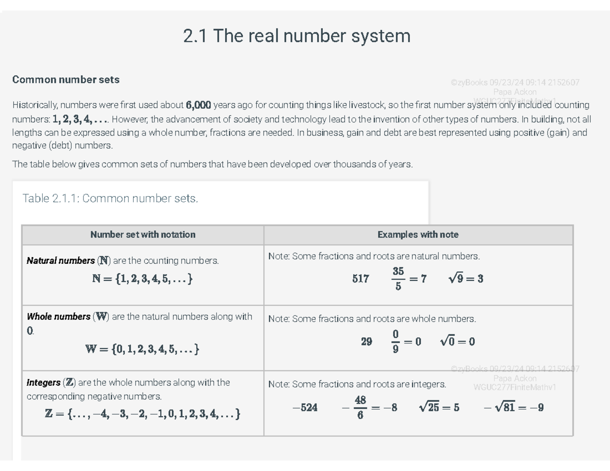 Ch2 - helps with school and learning - 2 The real number system Common ...