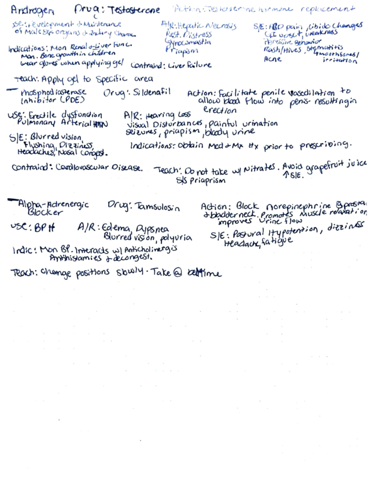 RB 2023-04-07 22 - pharm notes - Androgen Drug: Testosterone se ...