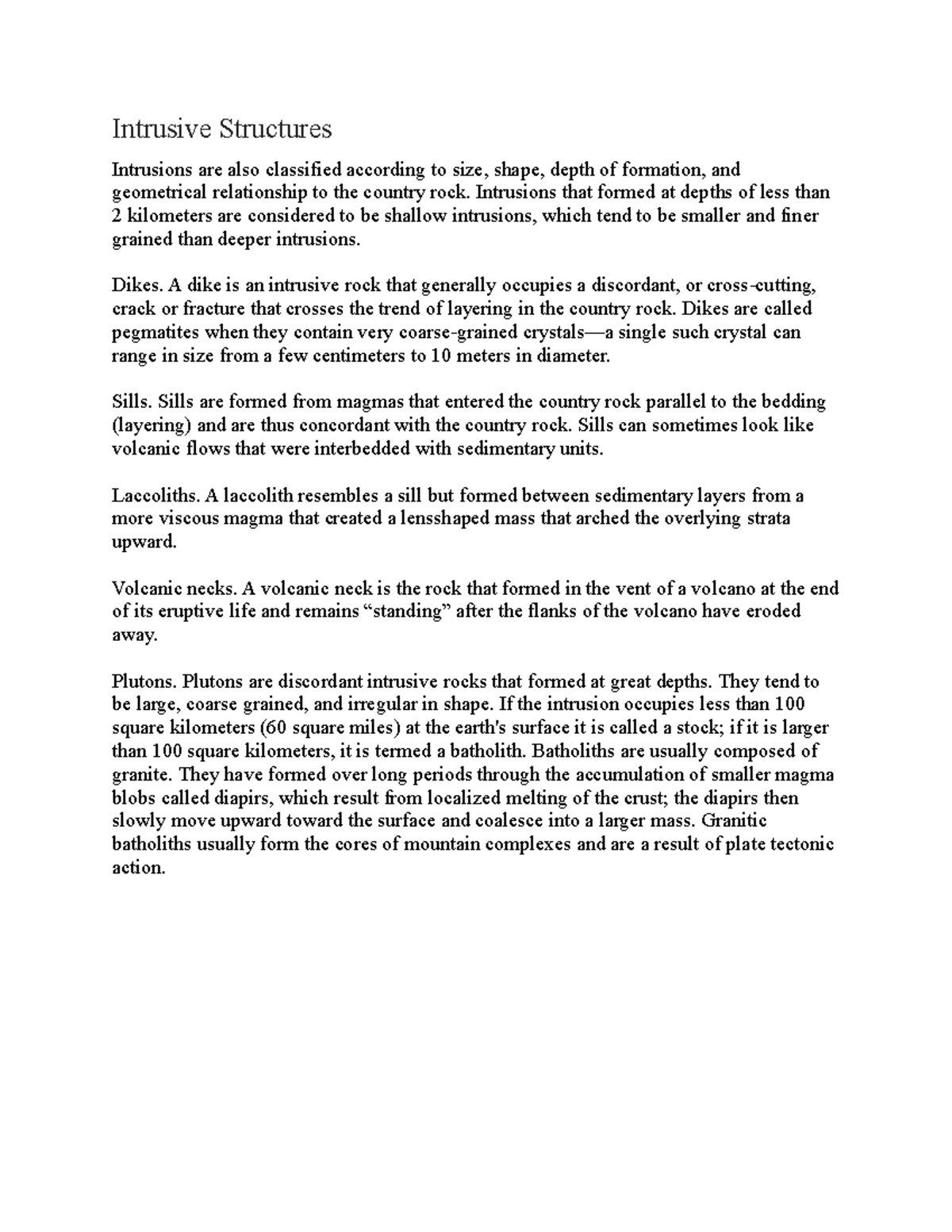 Intrusive Structures - Intrusive Structures Intrusions are also ...