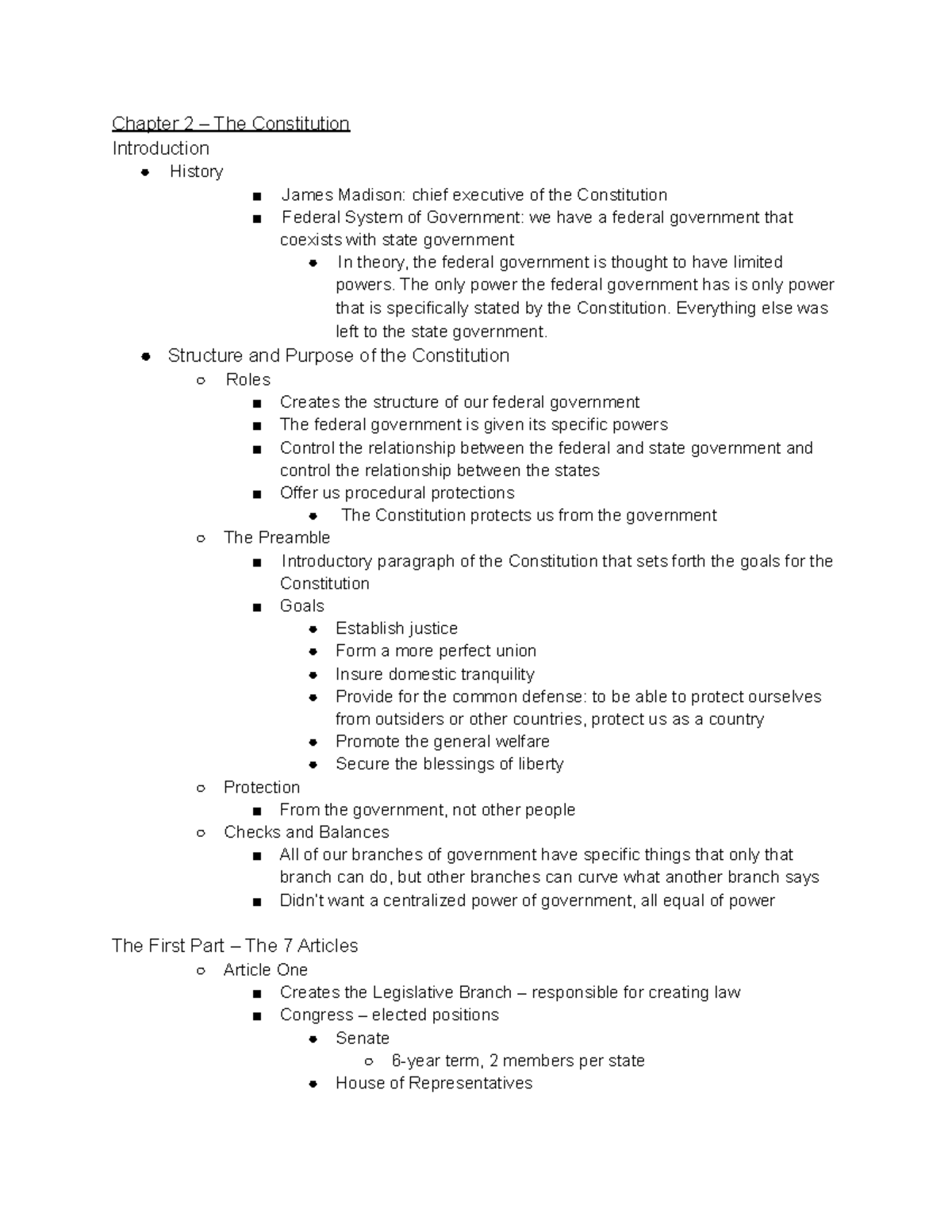 MGT 340 Ch 2 Notes - Chapter 2 – The Constitution Introduction History ...