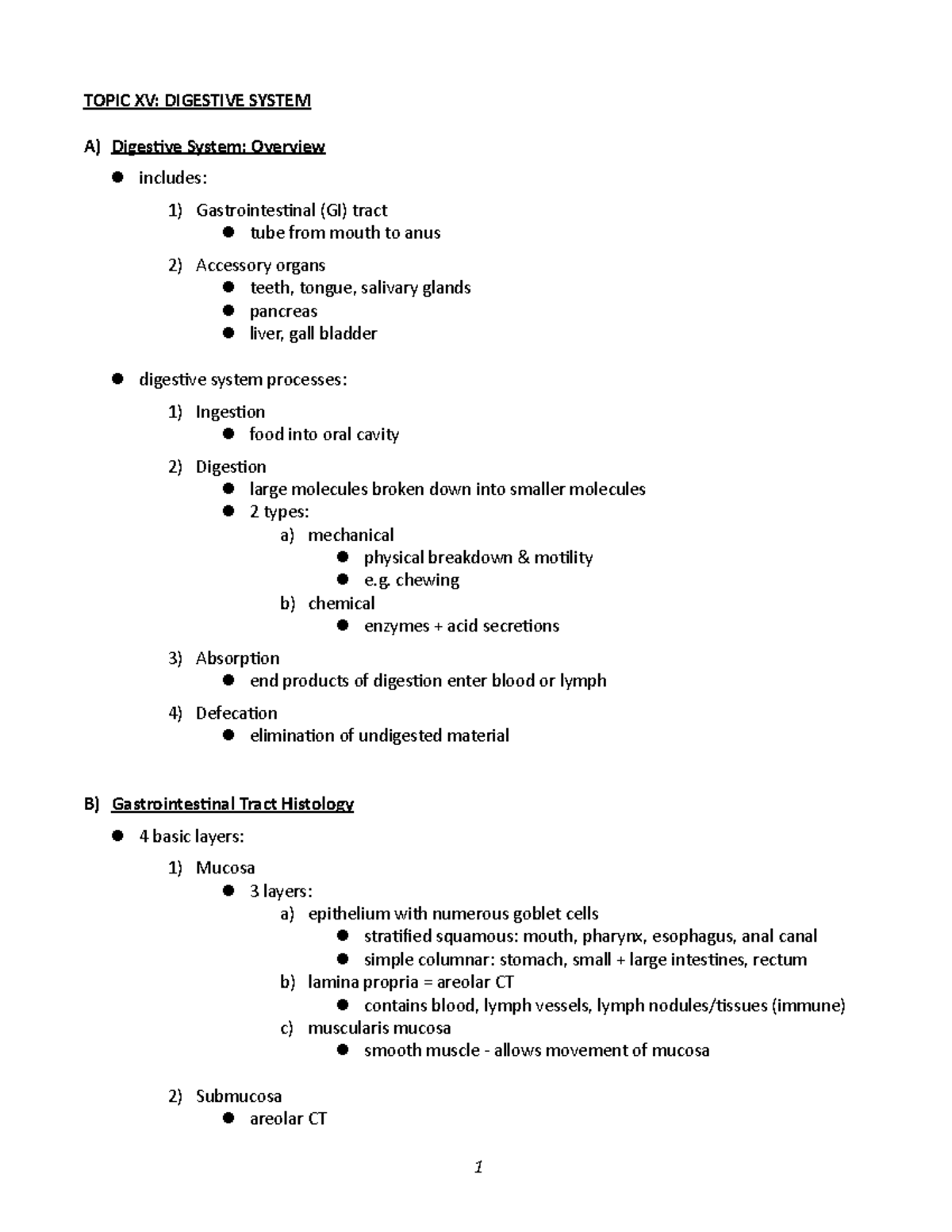 15 - Topic XV - Digestive System - TOPIC XV: DIGESTIVE SYSTEM A ...