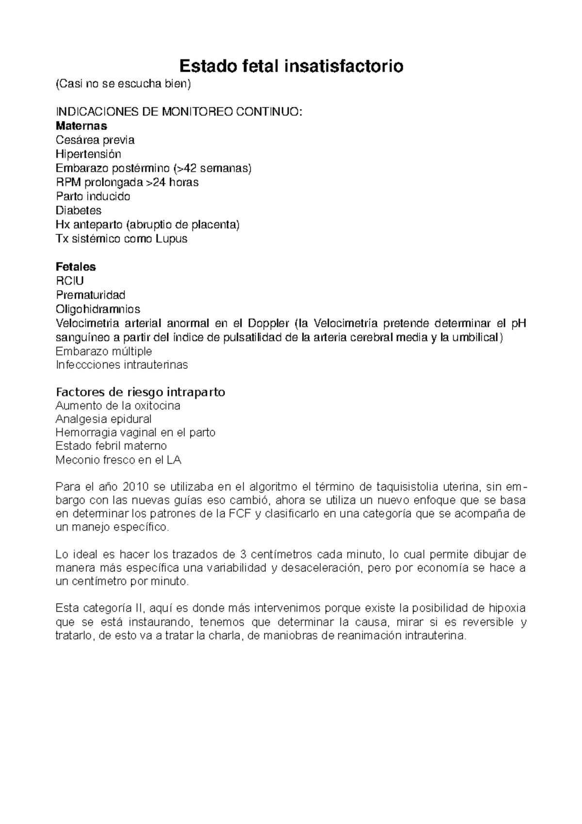 32 - Estado fetal insatisfactorio - Estado fetal insatisfactorio (Casi ...