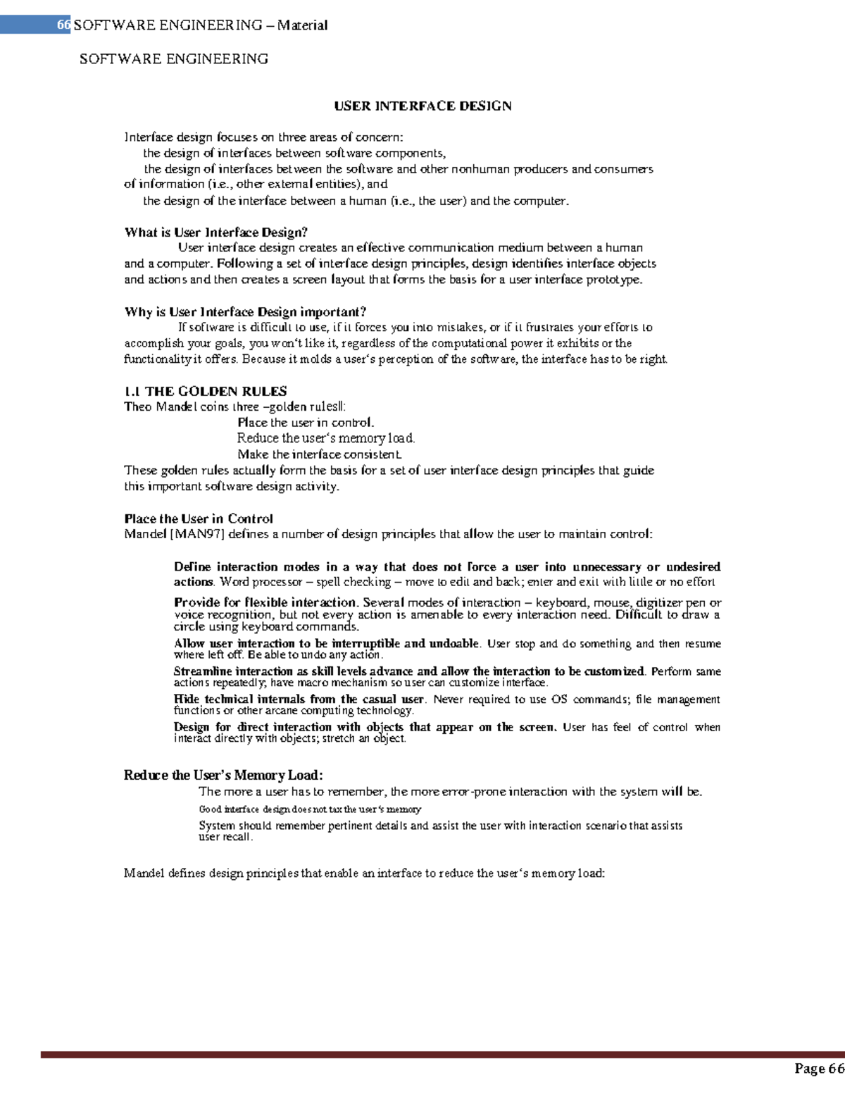 Software Engineering Notes-71-78 - SOFTWARE ENGINEERING USER INTERFACE ...