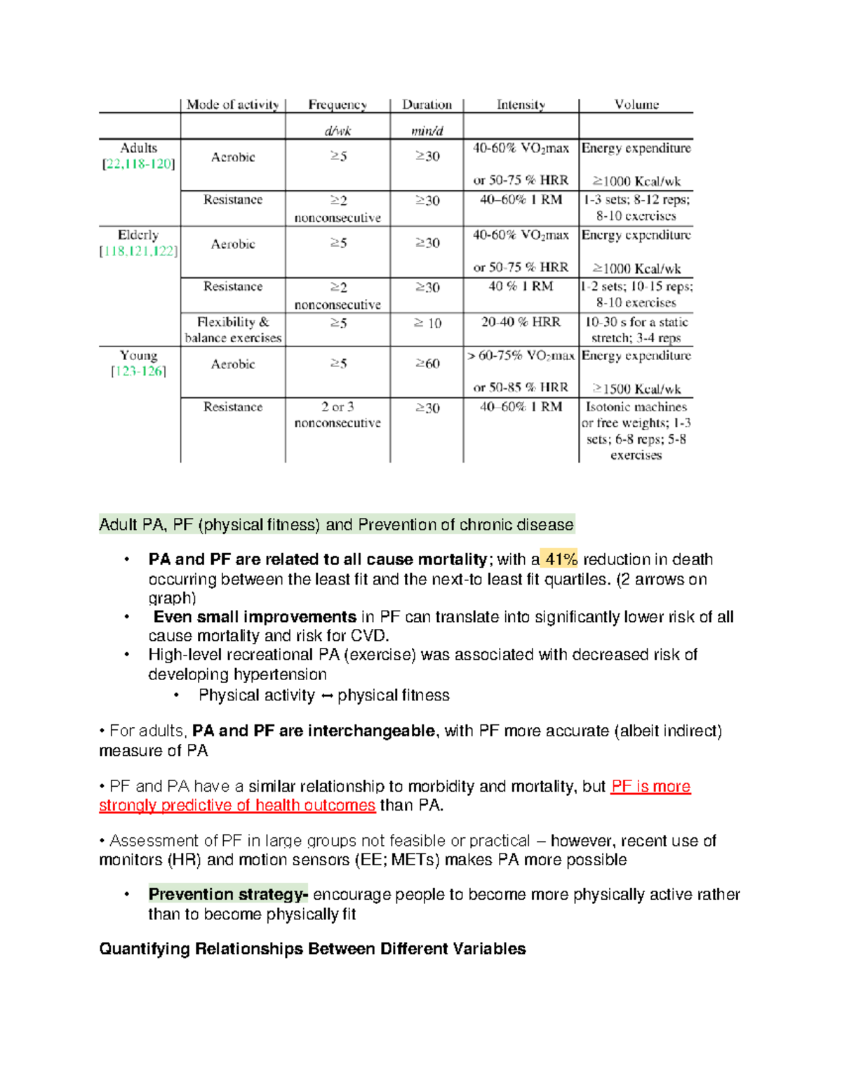 Lec 2b Notes - Adult PA, PF (physical fitness) and Prevention of ...