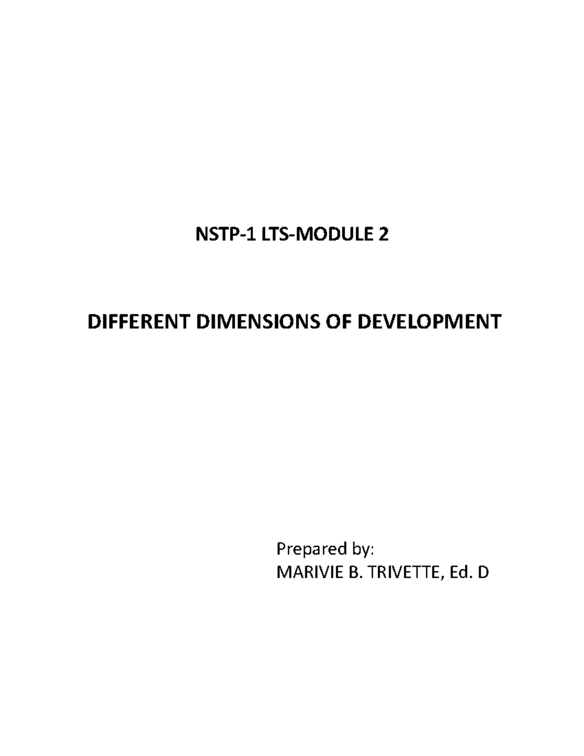 NSTP 1 Module 2 Dimensions of Development 1 revised 2023 - NSTP-1 LTS ...