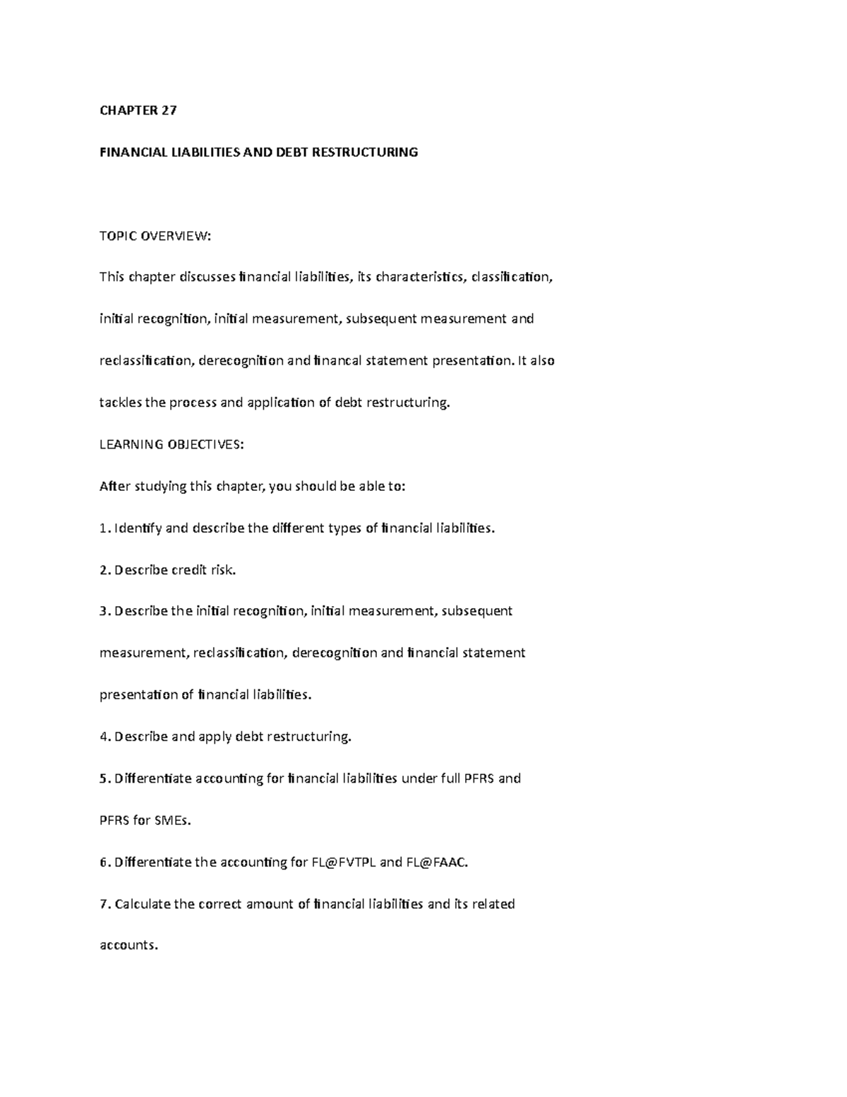 Chapter 27 Financial Liabilities and Debt Structuring - CHAPTER 27 ...