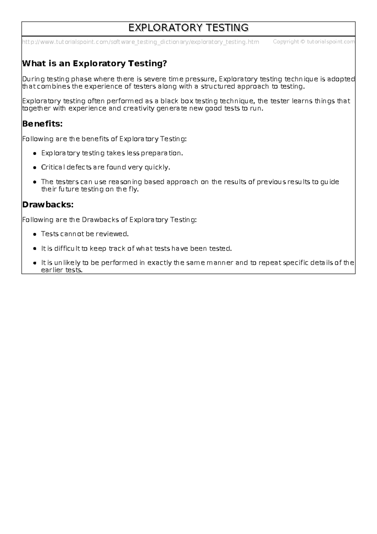 Exploratory testing - lecture and study notes - - Studocu