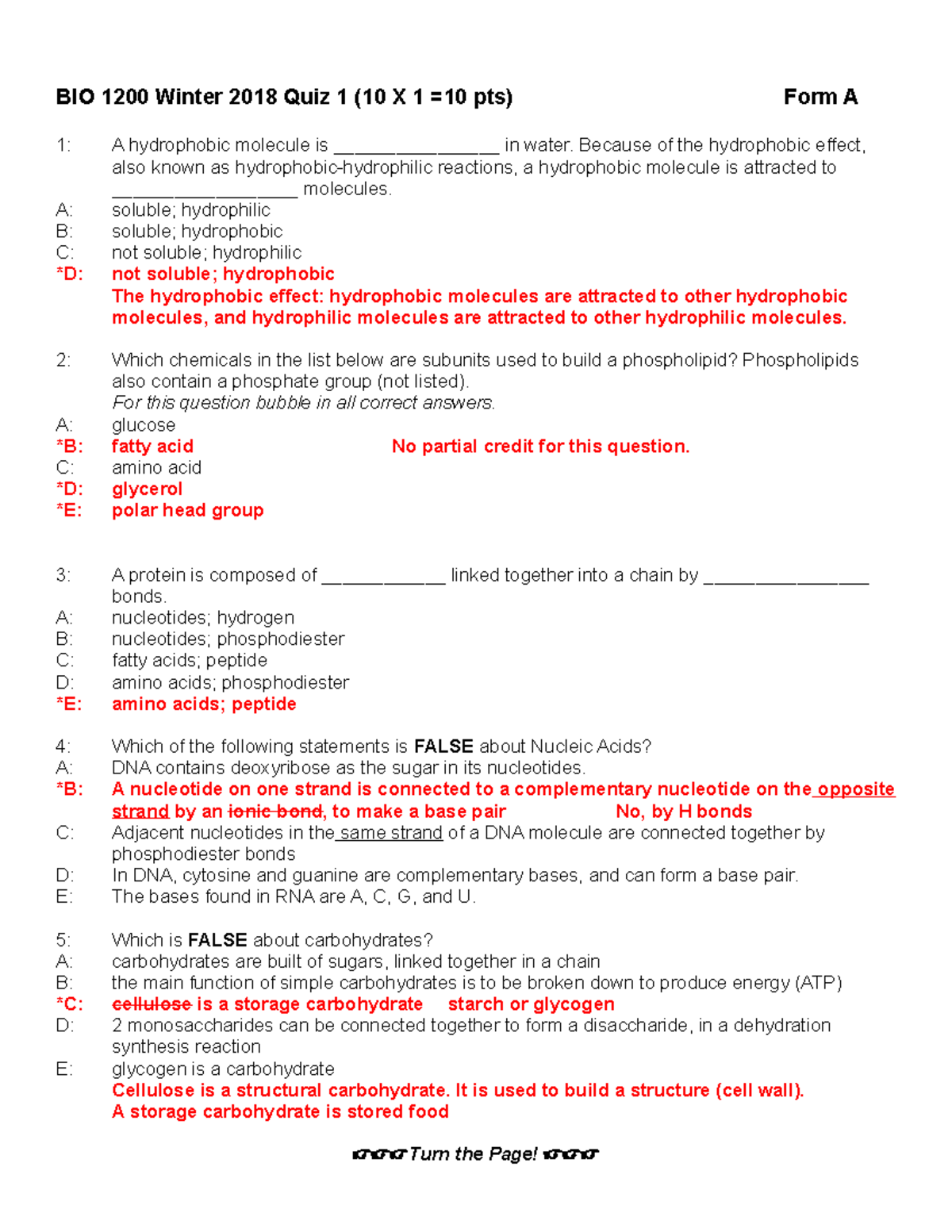 Bio 1200 quiz 1 - quiz - BIO 1200 Winter 2018 Quiz 1 (10 X 1 pts) 1: A ...