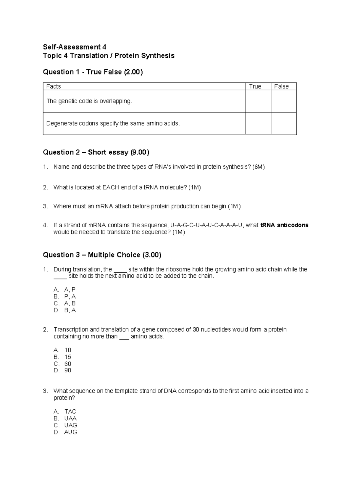Assessment 4 Topic 4 MOOC - Self-Assessment 4 Topic 4 Translation ...