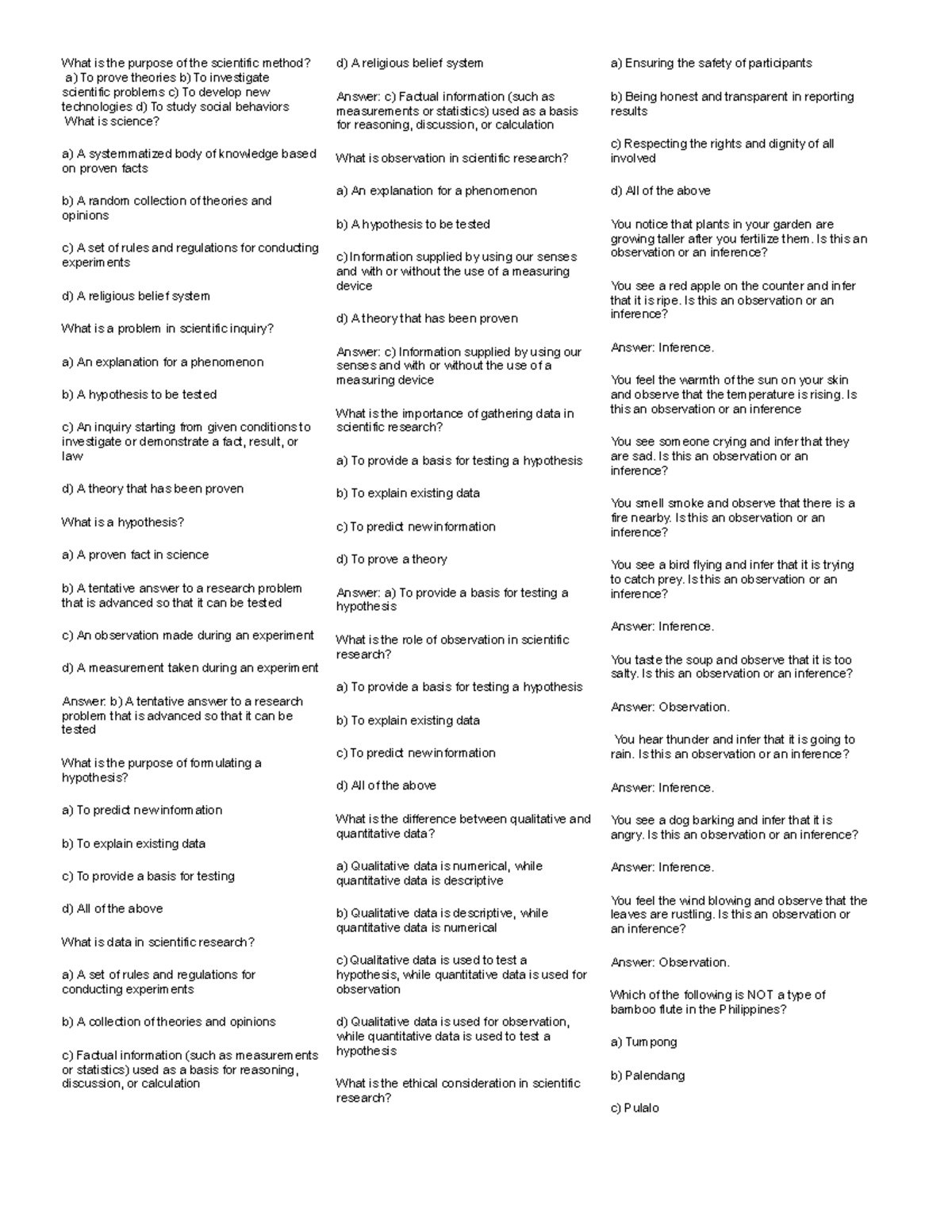 Sts - sts exam - What is the purpose of the scientific method? a) To ...