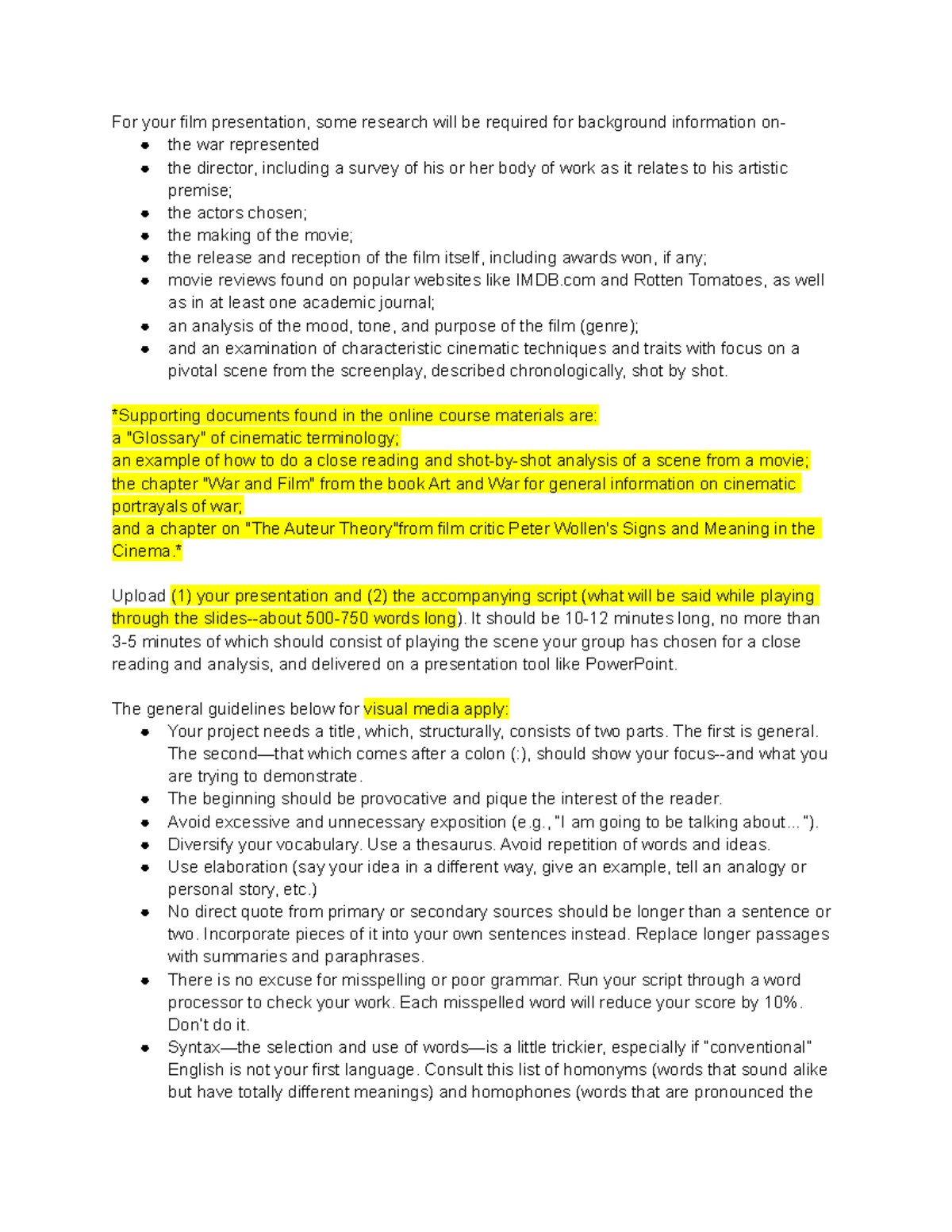 English Final Project - For Prof. Andersen, these are the instructions ...