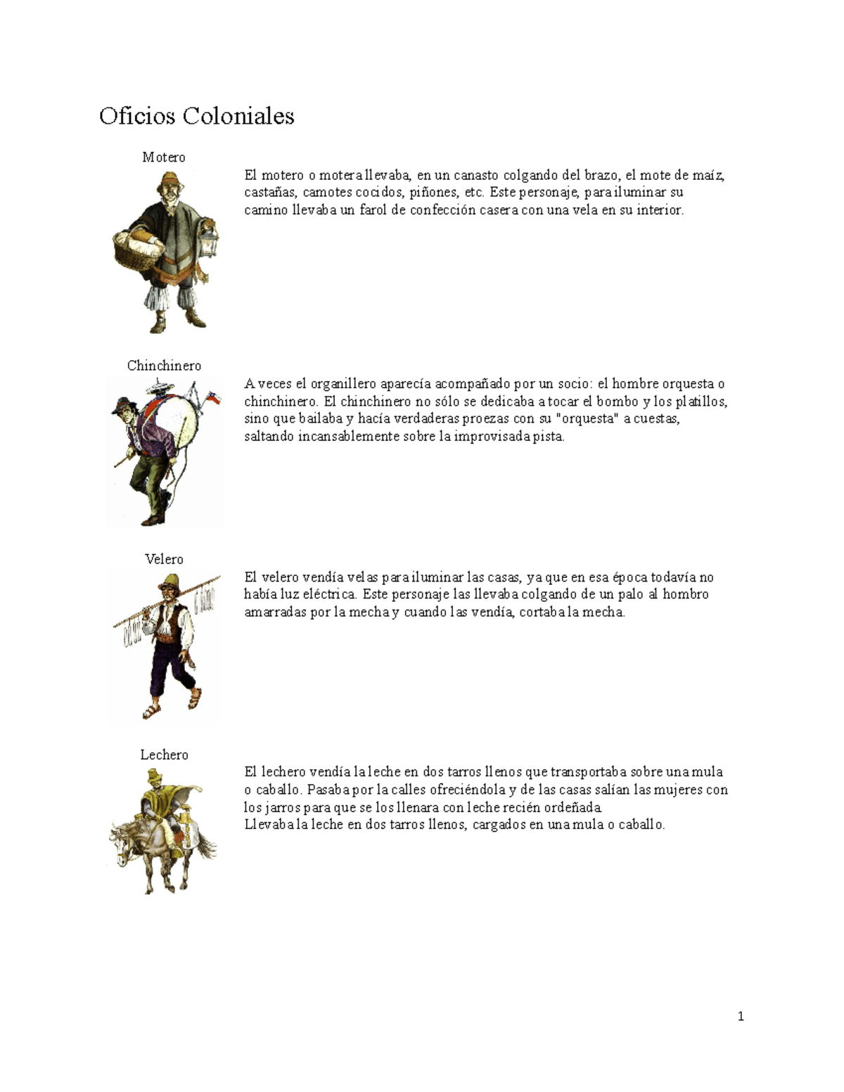 315382166 111983321 Personajes Tipicos de La Colonia en Chile - Oficios ...