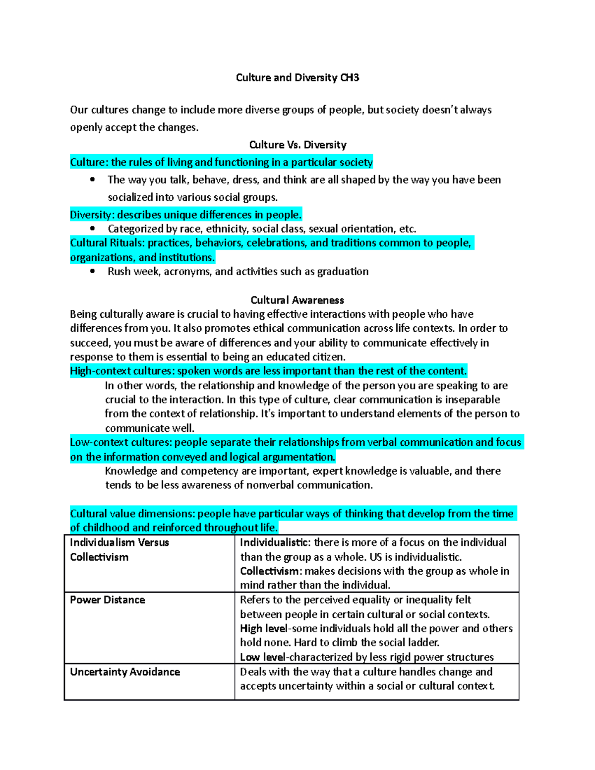 Culture and Diversity CH6 - Culture and Diversity CH3 Our cultures ...