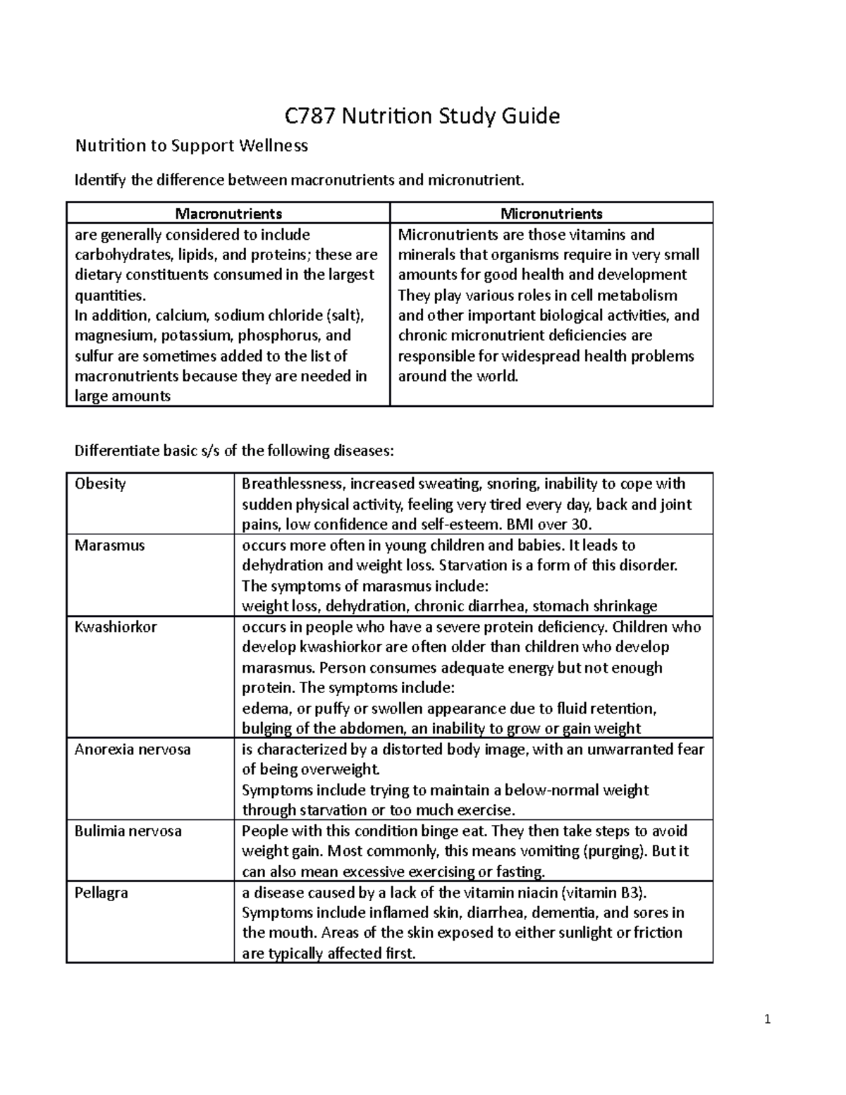 C787 Nutrition Study Guide - C787 Nutrition Study Guide Nutrition to ...