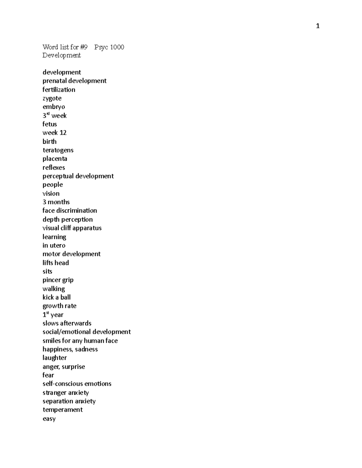 Word List For 9 Word List To Take Notes For Lecture 9 Word List