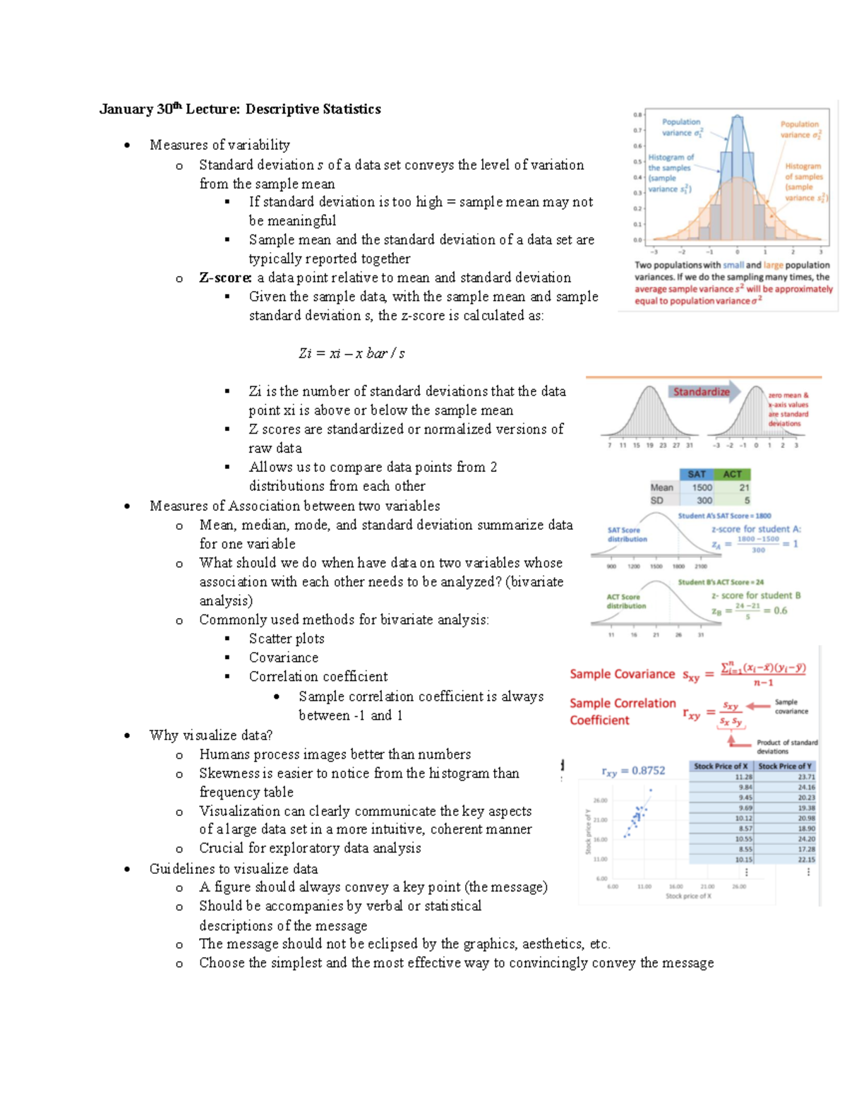 Business Analytics Notes 2 - January 30th Lecture: Descriptive ...
