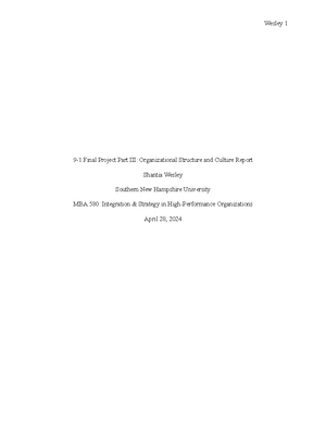 BUS 400 - Module One Assignment - Module One Assignment Shantia Wesley ...