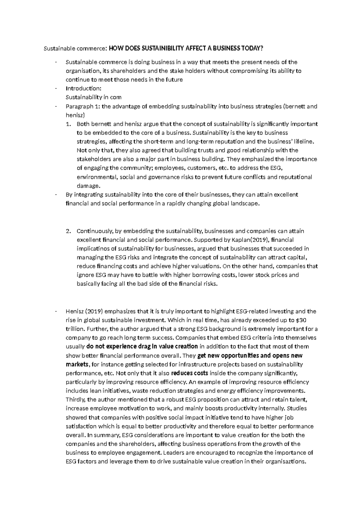 Sustainable commerce asssignment 1 - Sustainable commerce: HOW DOES ...