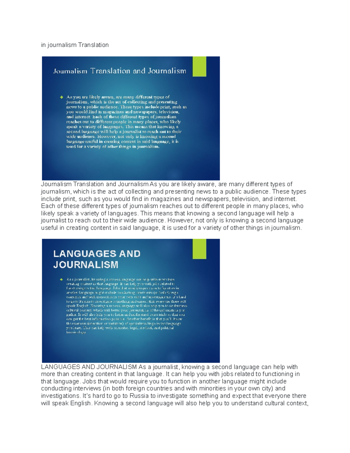 In journalism Translation - in journalism Translation Journalism ...