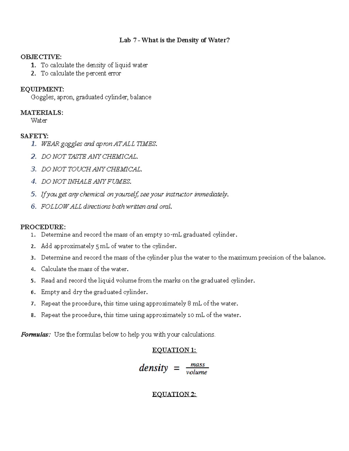 Alec Regan - Lab 07 What is the density of water - 888349 - CHEM253 ...